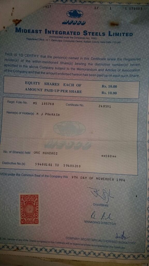 Old shares bought in year 1994 - Q&A: Questions & Answers - ValuePickr ...